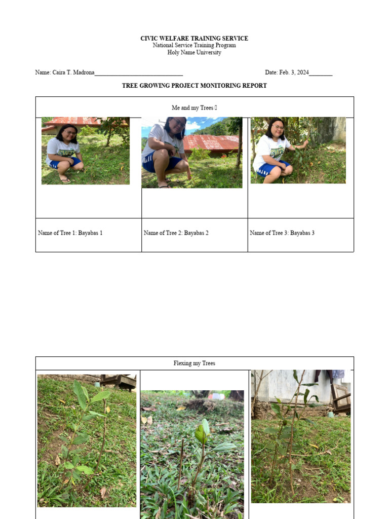 Caira Madrona - 1st TREE GROWING PROJECT MONITORING REPORT | PDF ...