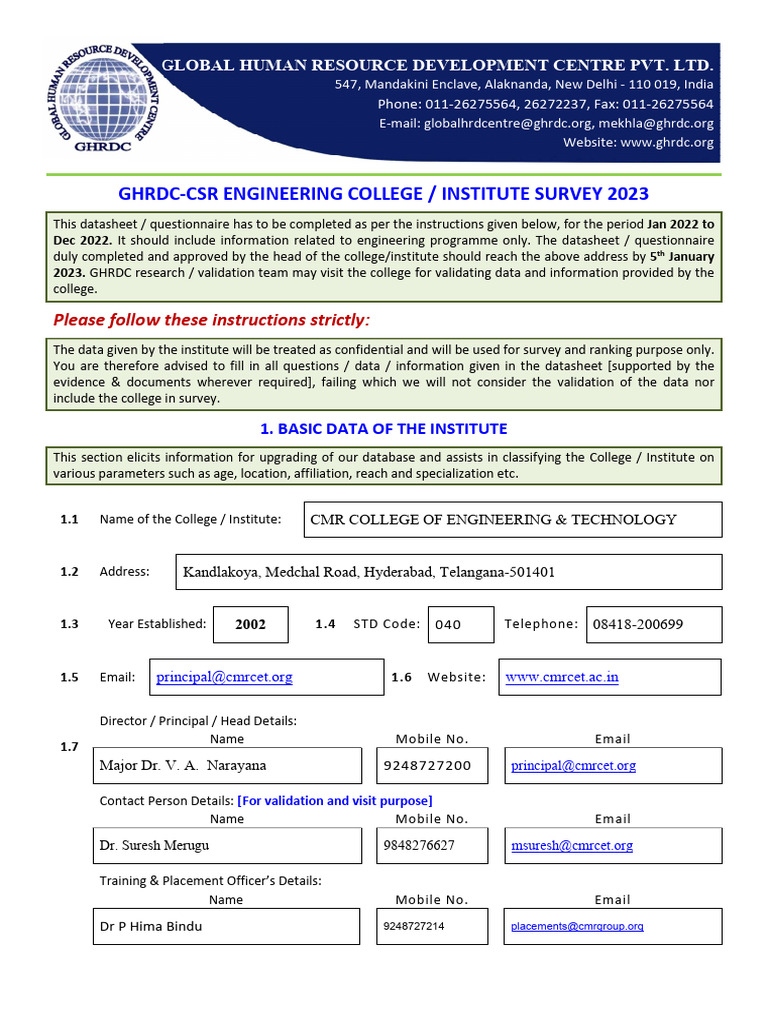 Questionnaire GHRDC-2023 | PDF | Engineering | Libraries