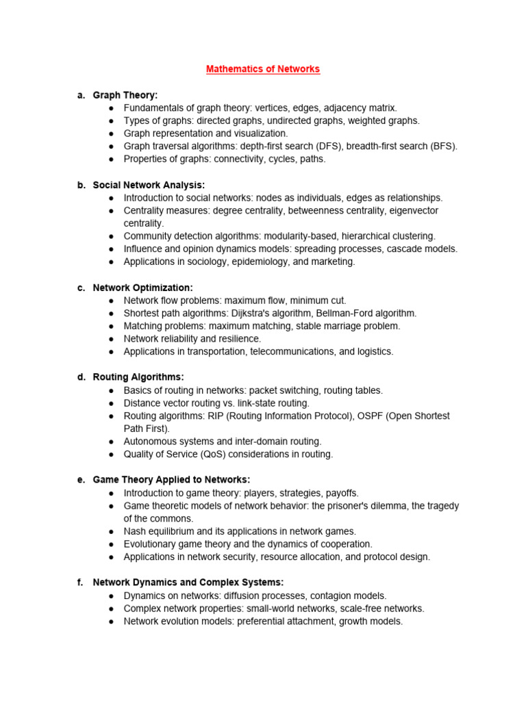 Mathematics of Networks Overview | PDF