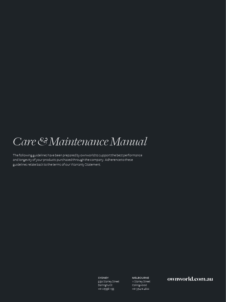 Ownworld CareMaintenanceManual 2019 | PDF | Abrasive | Materials