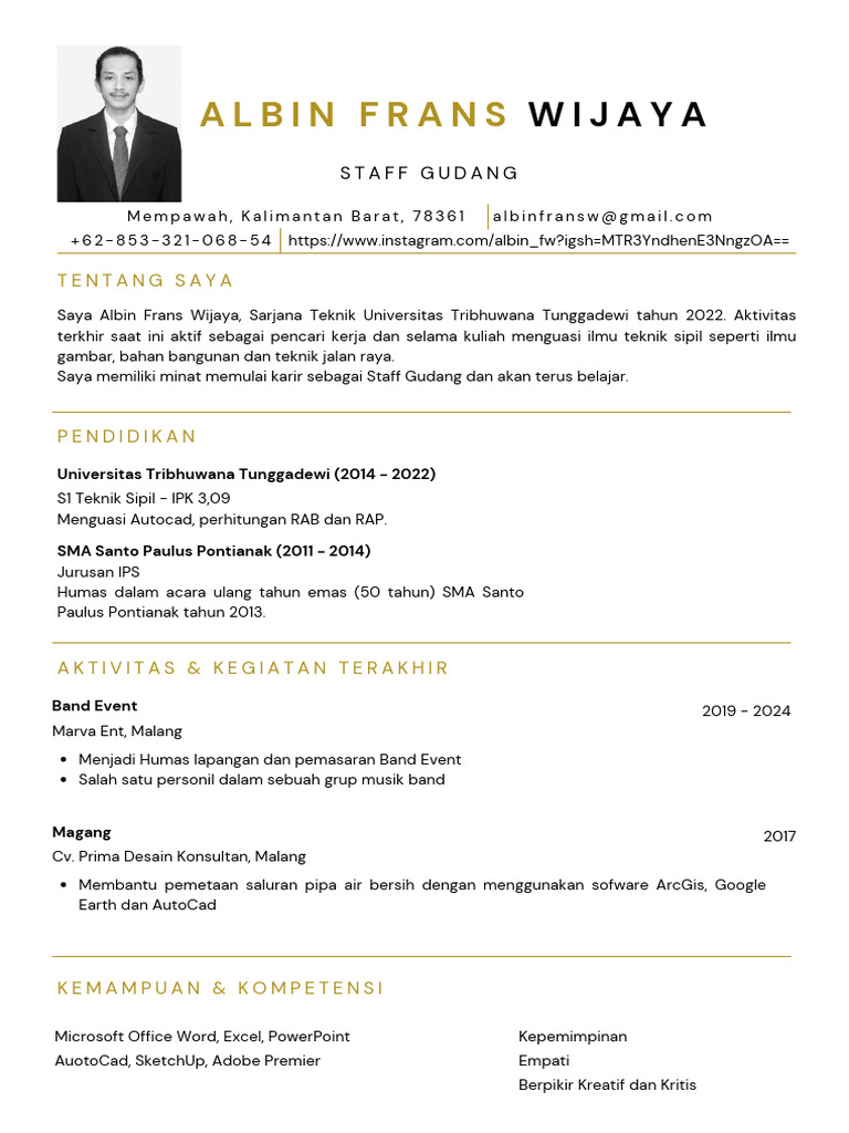 Contoh CV Staff Gudang Albin Frans | PDF