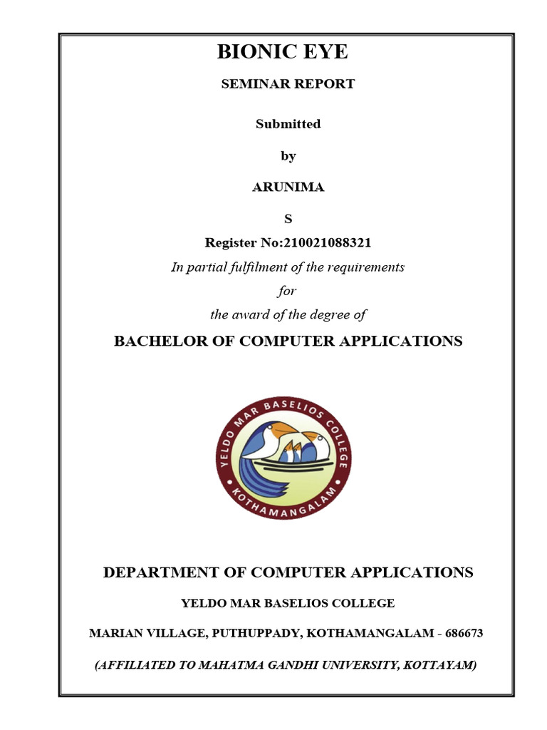 Bionic Eye Seminar Report Word | PDF | Retina | Visual Perception