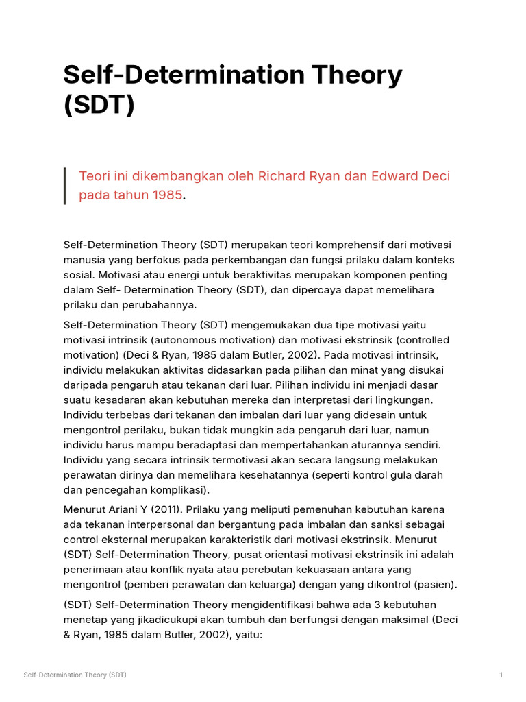 Self-Determination Theory (SDT) | PDF | Sains & Matematika
