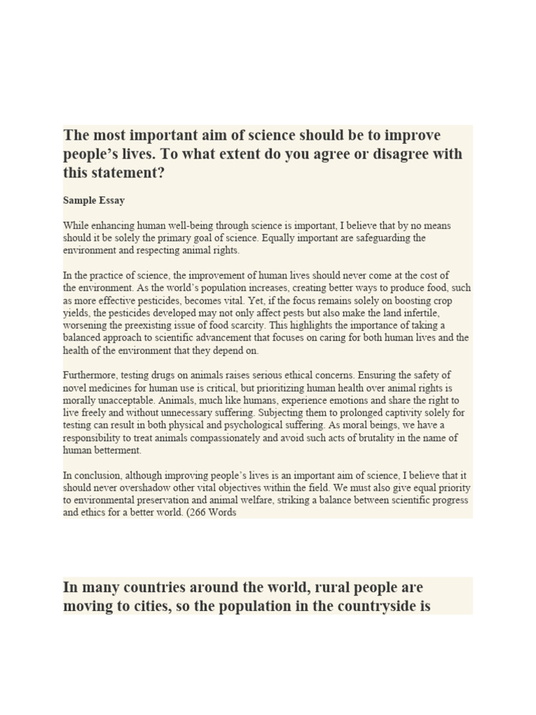 The Most Important Aim of Science Should Be To Improve People | PDF ...