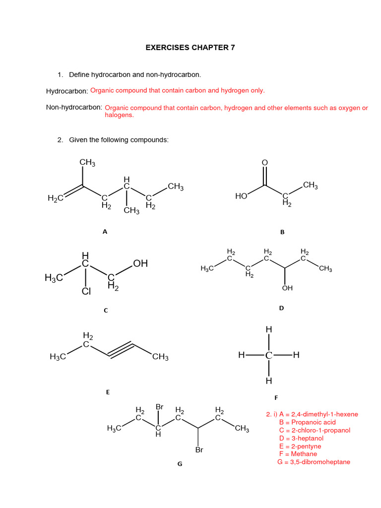 Exercise C7 - Ans Scheme | PDF | Alkane | Alkene