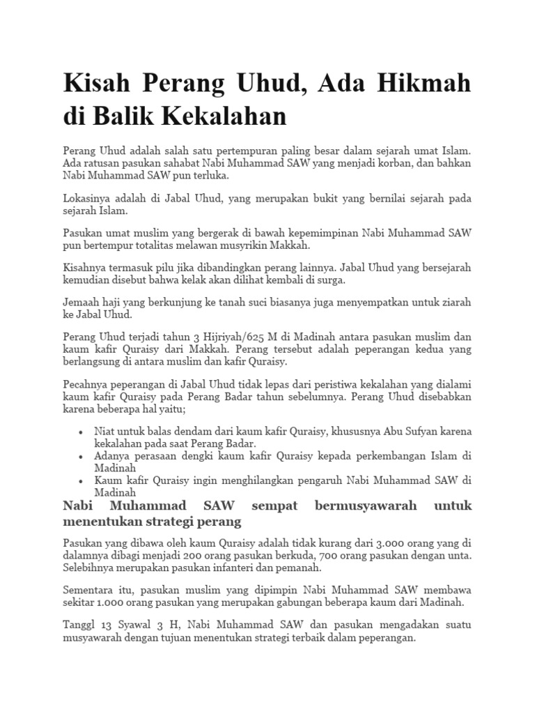Kisah Perang Uhud - Bu Darmi | PDF