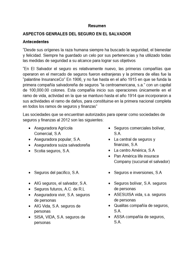 Resumen seguro | PDF | Seguro | Póliza de seguros