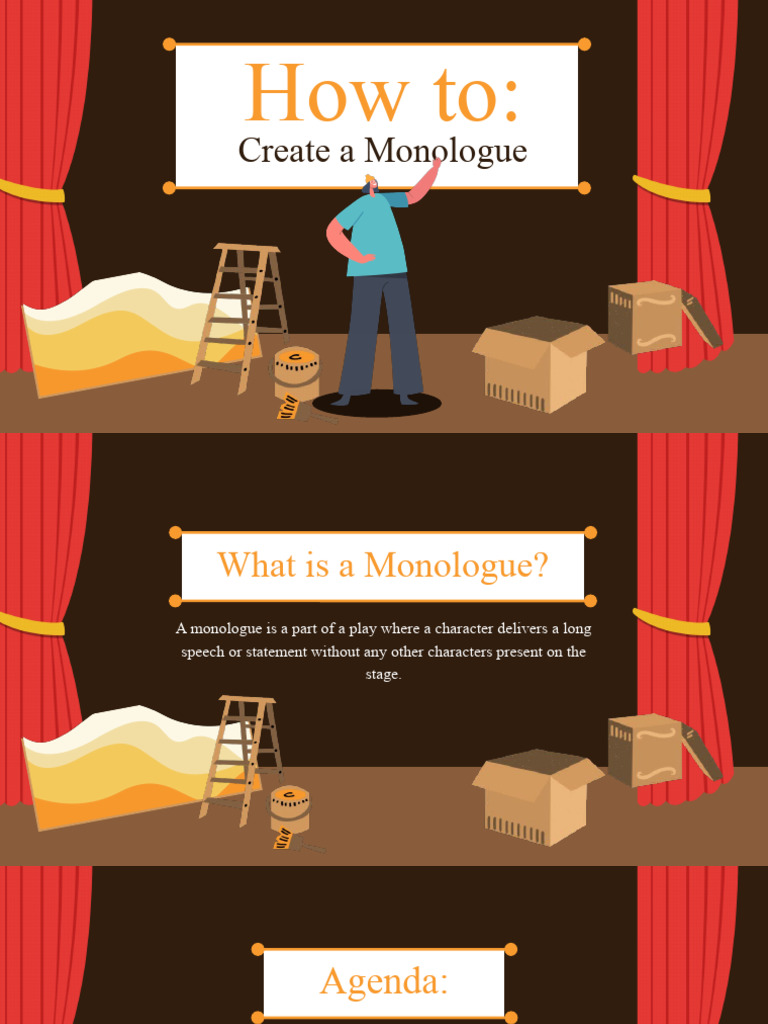 How to Create a Monologue Presentation in Brown Red Cartoon Style | PDF