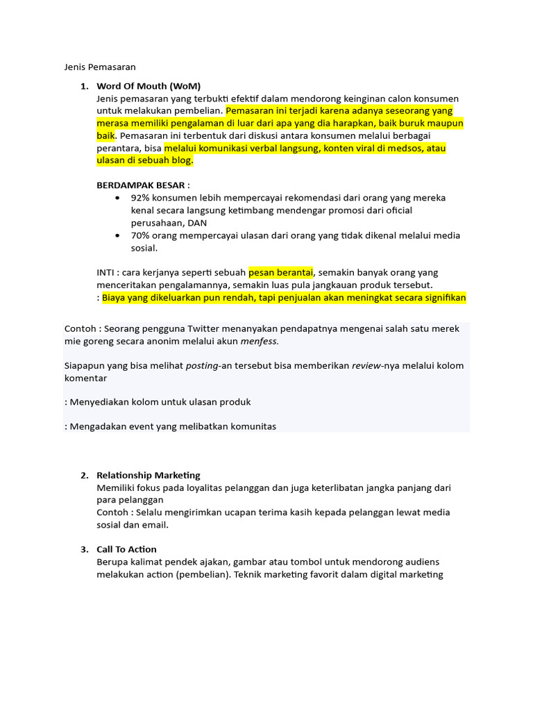 Jenis Pemasaran dan Prosesnya | PDF | Karier & Perkembangan | Bisnis