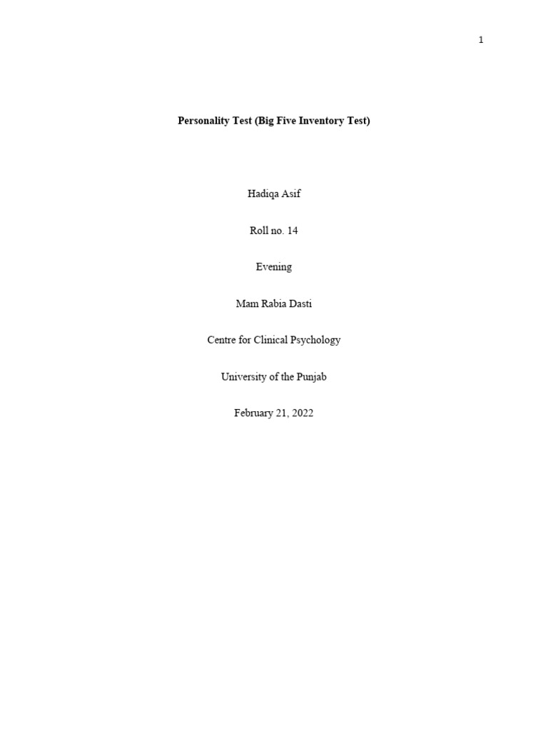 Big Five Inventory | PDF | Extraversion And Introversion | Social ...