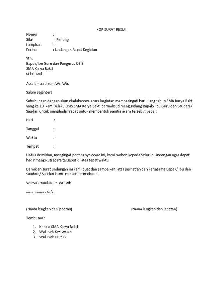 Contoh Tembusan Surat Lebih Dari Satu | PDF