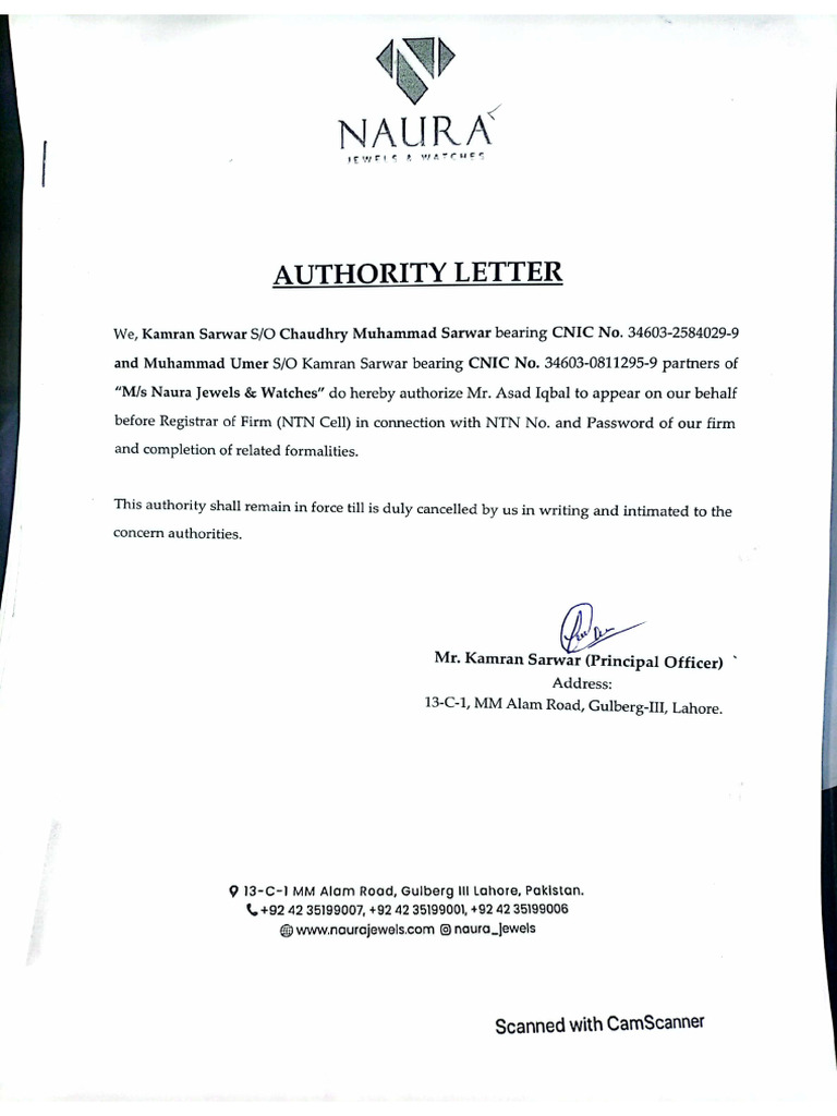 Authority Letter | PDF