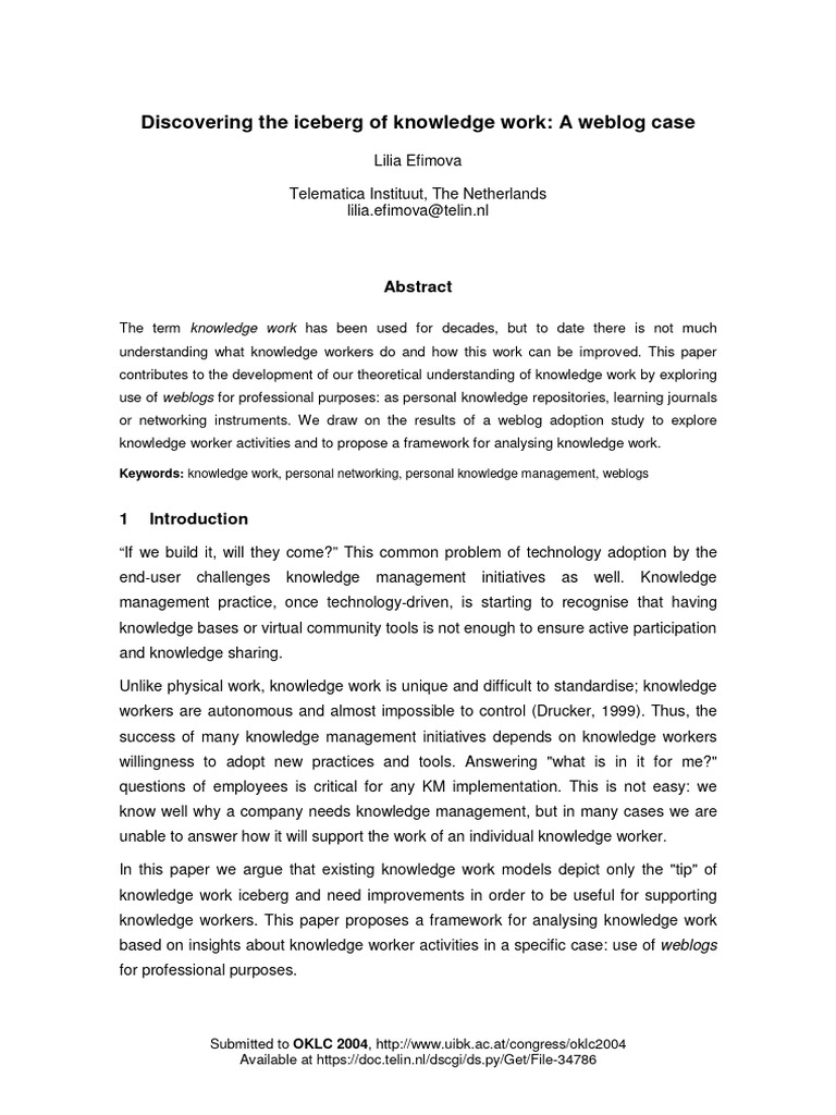Discovering The Iceberg of Knowledge Work | PDF | Blog | Knowledge