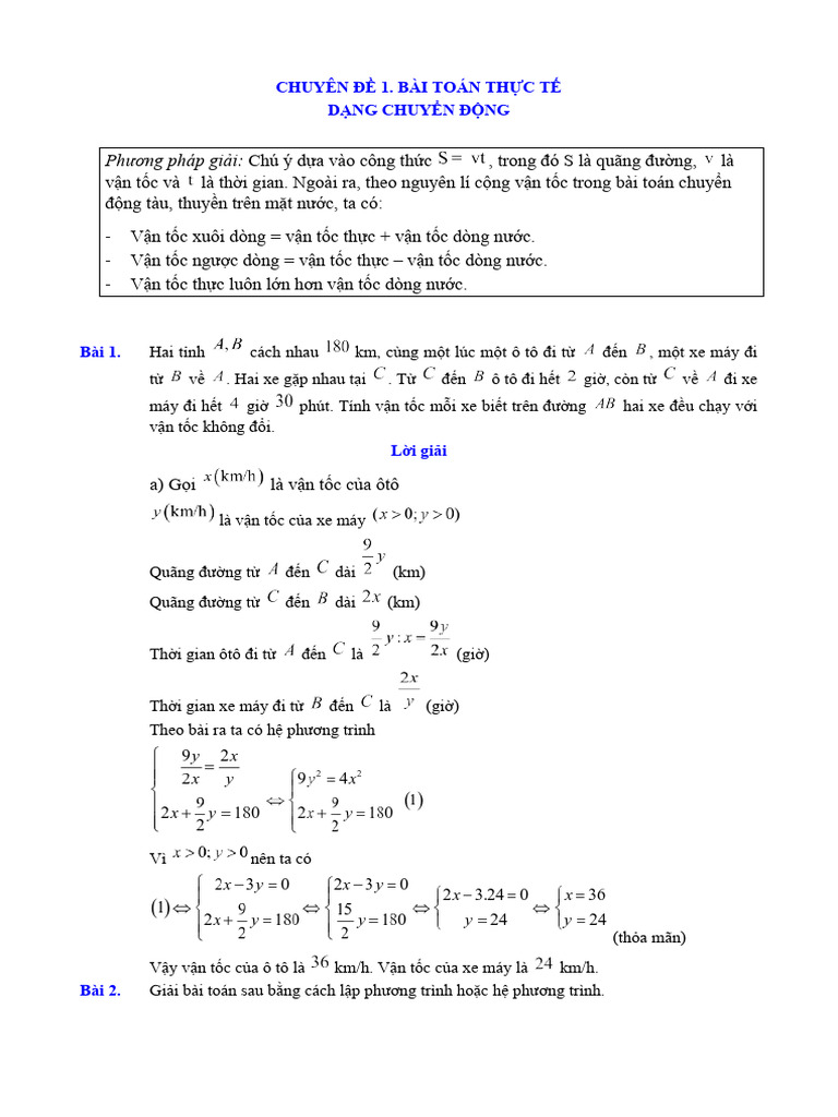 GIẢI TOÁN LPT - HPT - CHUYỂN ĐỘNG | PDF