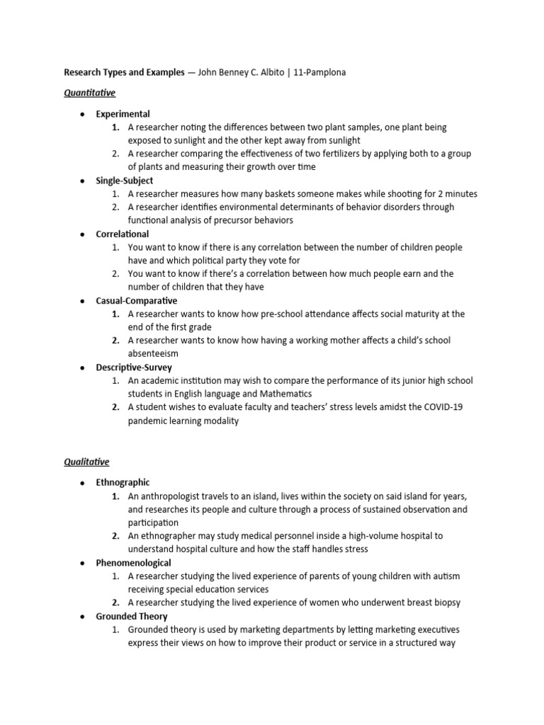 Types of Research Methods Explained | PDF | Ethnography | Psychological ...