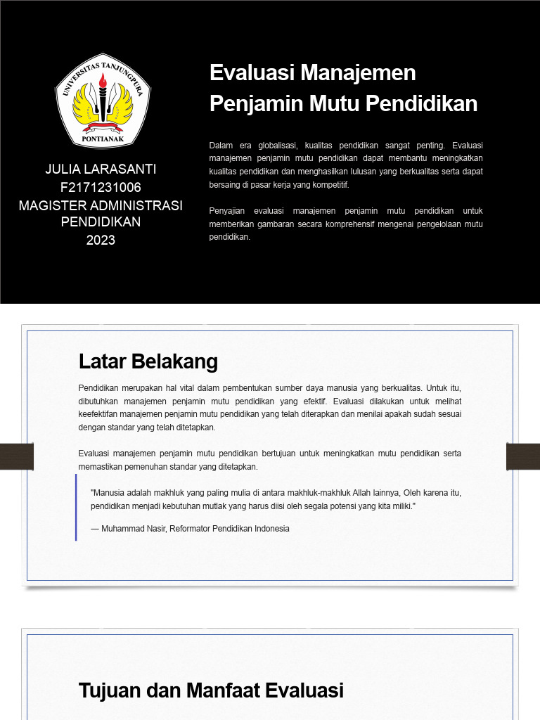 Evaluasi Manajemen Penjamin Mutu Pendidikan | PDF | Karier & Perkembangan