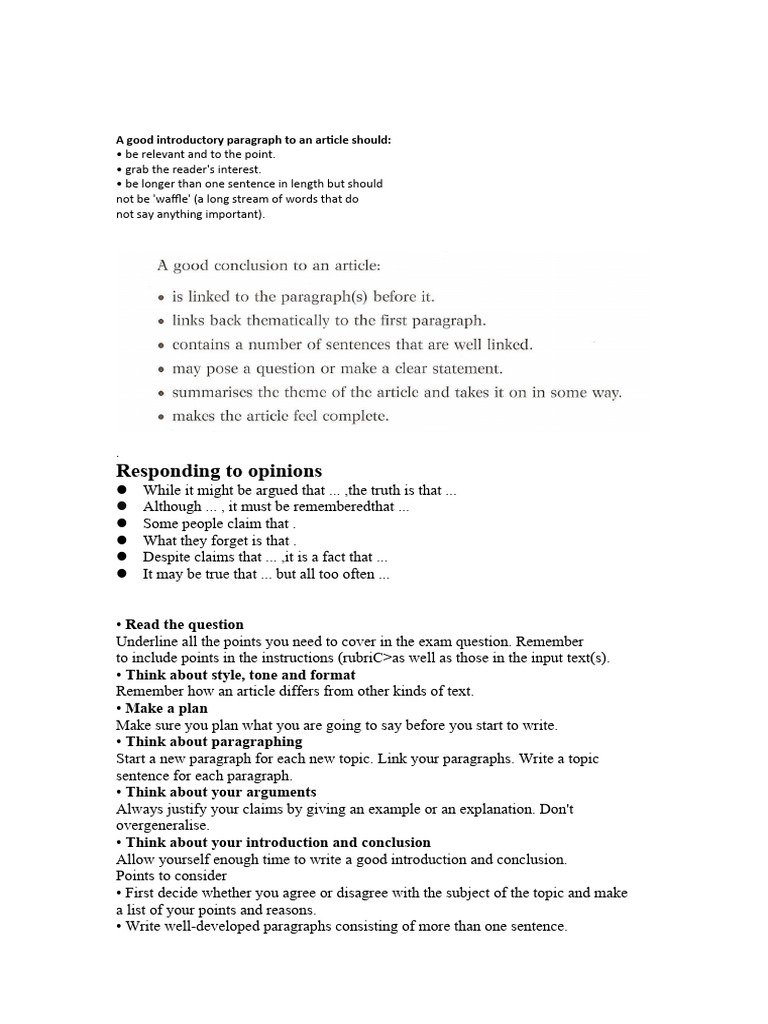 Writing An Opinion Article | PDF | Language Arts & Discipline | Self ...