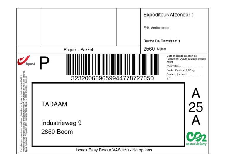 Tadaam Return Label | PDF