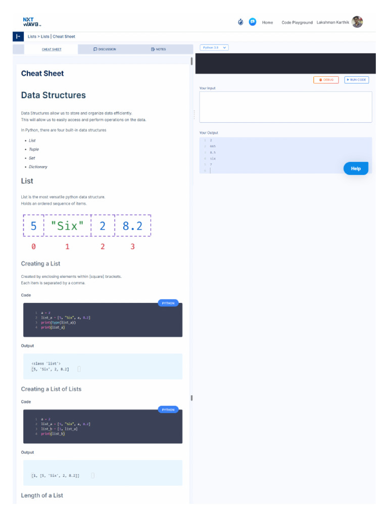Lists Cheat Sheet Pdf