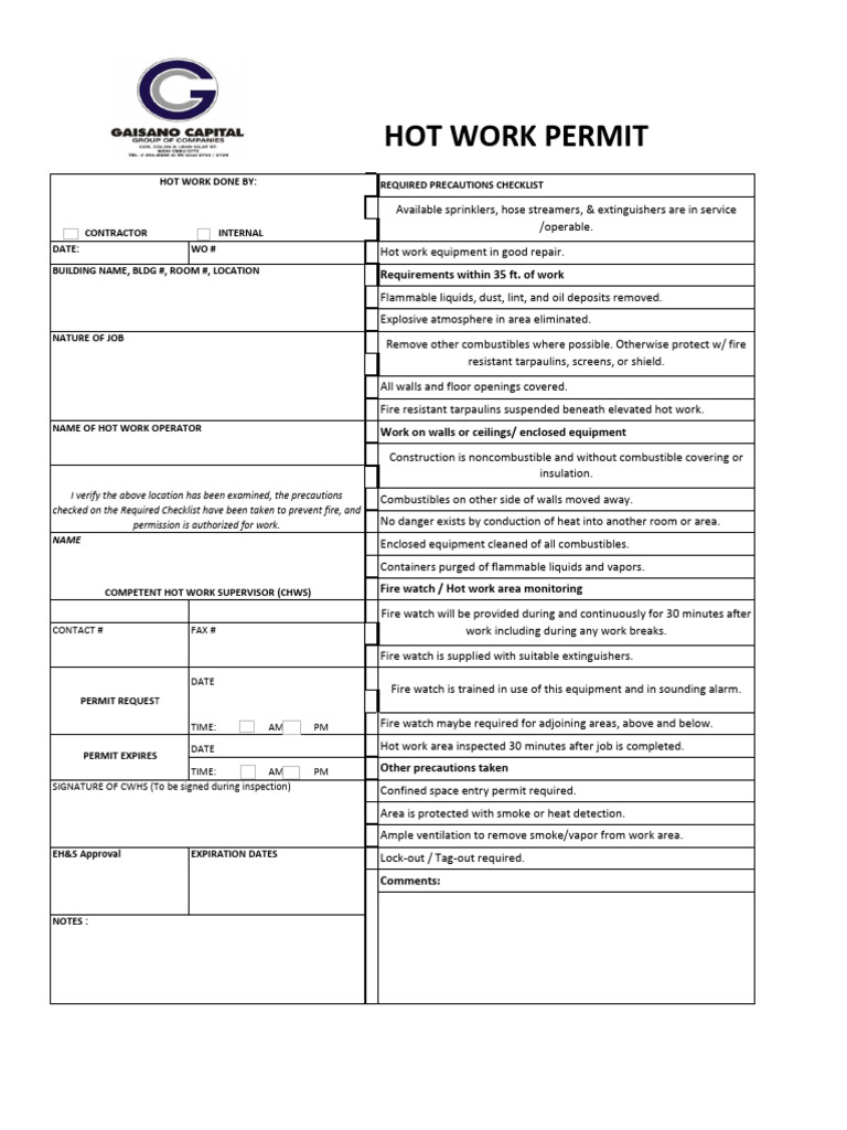 HOT WORKS | PDF | Fires | Hazards