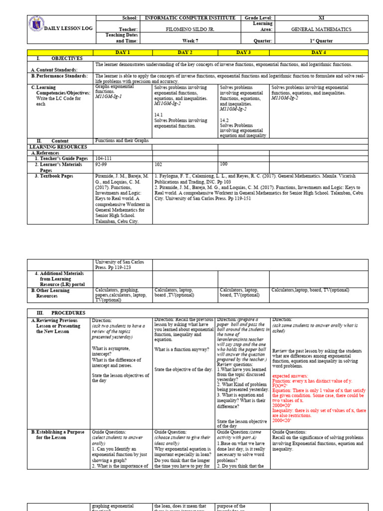 DLL Gen Math Week 7 | Download Free PDF | Function (Mathematics ...
