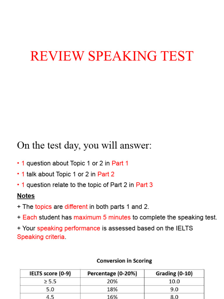 REVIEW SPEAKING TEST (Midterm) | PDF | Leisure