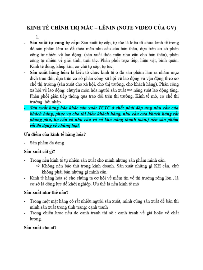 KTTC Mác Lê Note | PDF