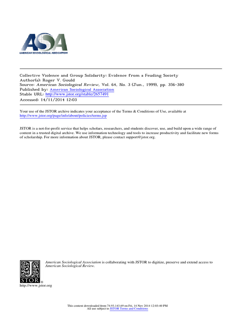 Collective Violence and Group Solidarity - Evidence From A Feuding ...