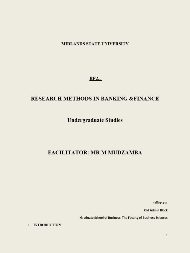 BF2.. - Research Methods in Banking & Finance Course Outline | PDF ...