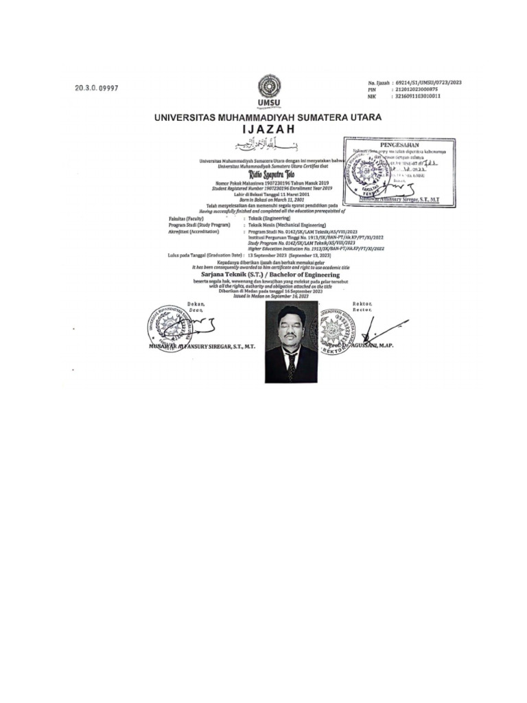 CV Dan Berkas Pendukung Ridho Syaputra Tolo | PDF