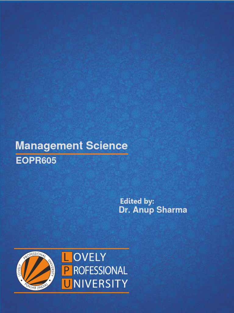 8868 Deopr605 Management Science | PDF | Operations Research | Mathematical Optimization