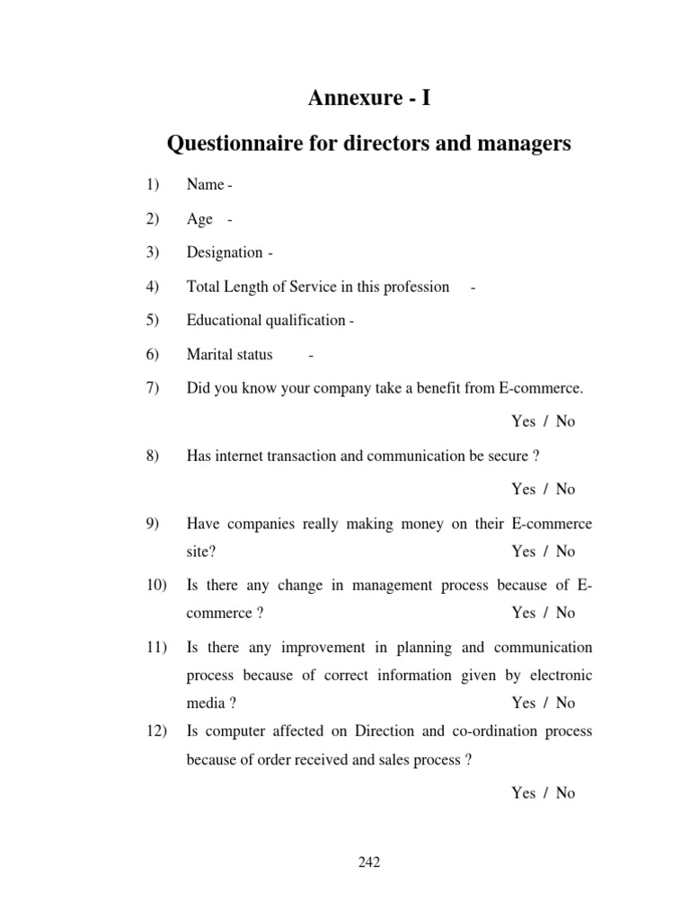 16 - Annexure Questionnaire Model | PDF | E Commerce | Customer