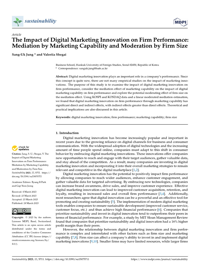 The Impactof Digital Marketing Innovationon Firm Performance | PDF | Marketing | Competitive ...