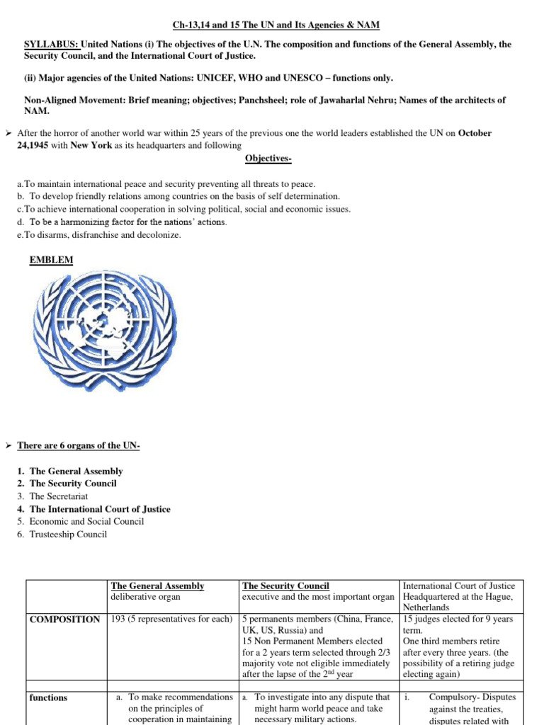 UN Agencies and Non-Aligned Movement Overview | PDF | Non Aligned ...
