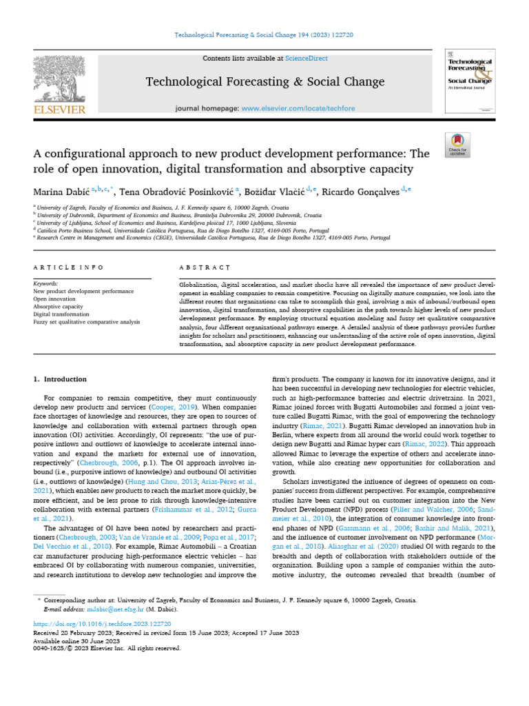 Technological Forecasting & Social Change | PDF | Innovation | Business