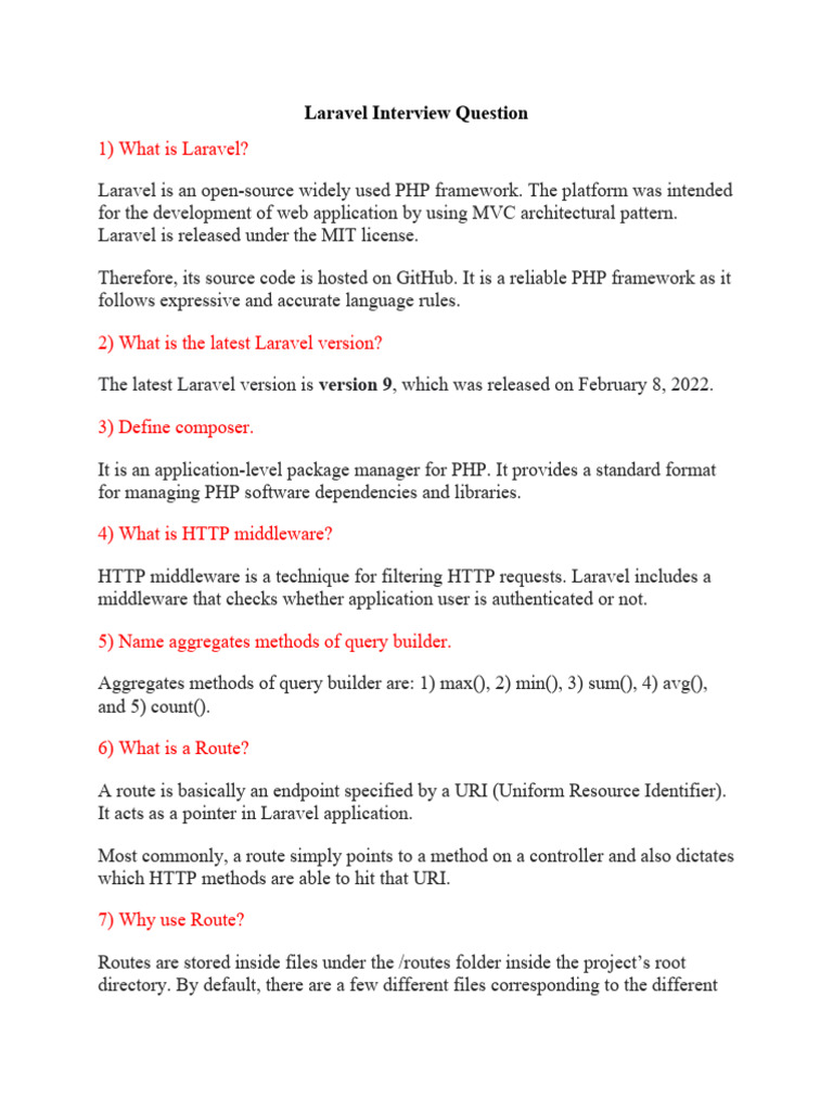 Laravel Interview Question | PDF | Databases | Ajax (Programming)