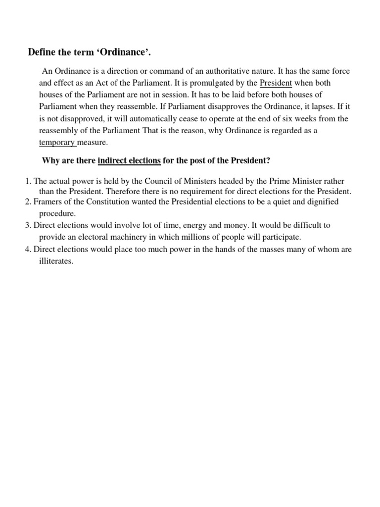 Indirect Election of President | PDF