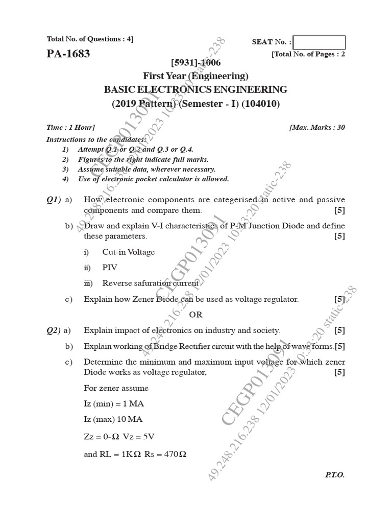 Oct 2022 Bxe Que Paper | PDF | Operational Amplifier | Amplifier