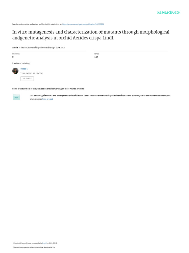 In Vitro Mutagenesis Aerides Crispa | PDF | Mutation | Polymerase Chain ...
