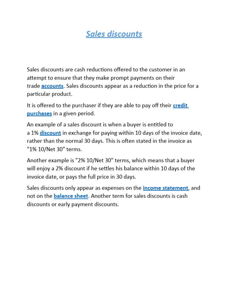 Module 1 - Sales Discount | PDF | Discounting | Debits And Credits