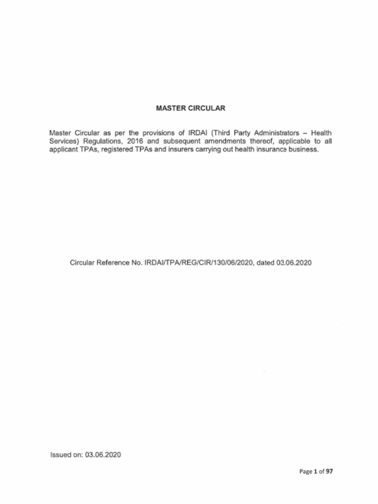 Master Circular For TPAs | PDF | Prosecutor | Accountant