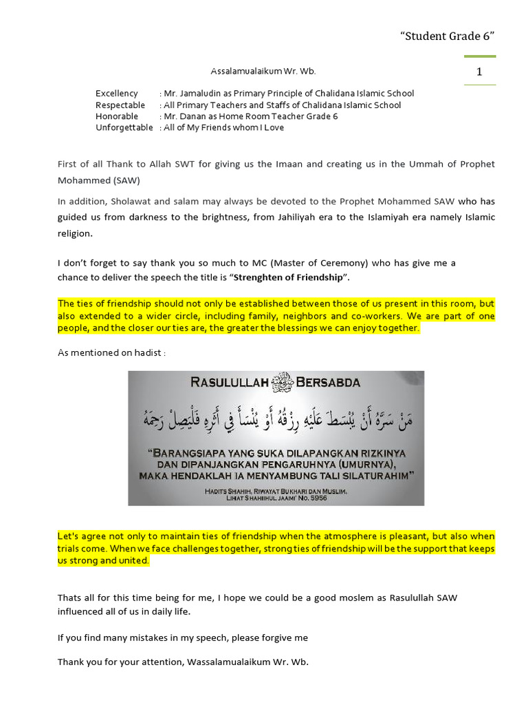 Islamic Speech - Menyambung tali silaturahmi By Fuku | PDF