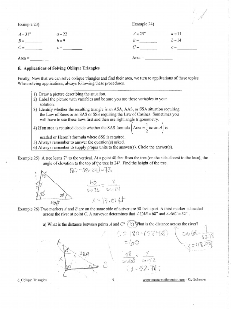 Application Porblems and Mixed Law of Sine and Cosine Review | PDF