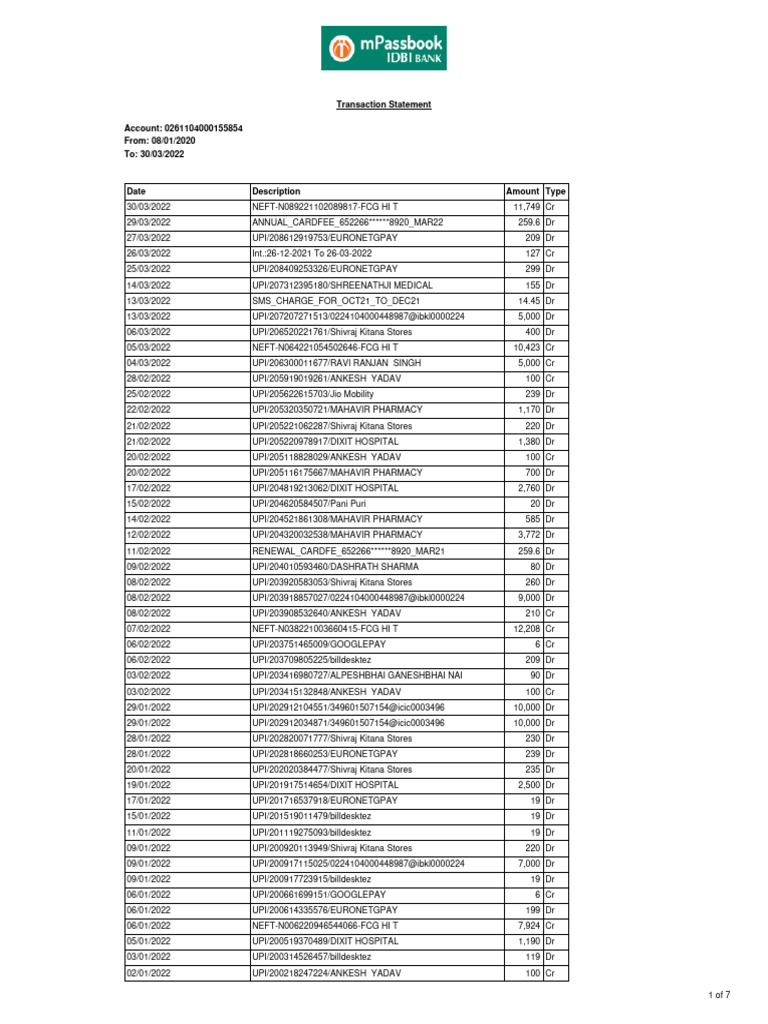 172 Idbi Statement | PDF