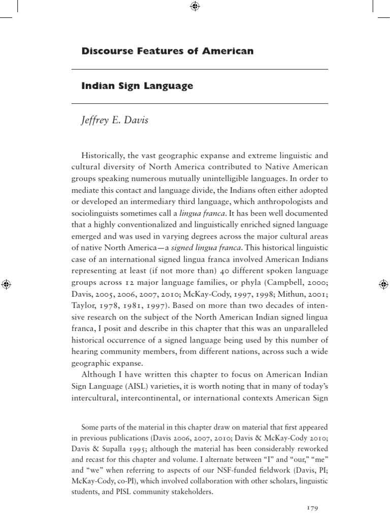 Discourse Features of American Indian Sign Language | PDF | American ...