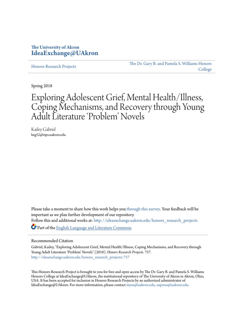 Exploring Adolescent Grief Mental Health_Illness Coping Mechani(1) | PDF