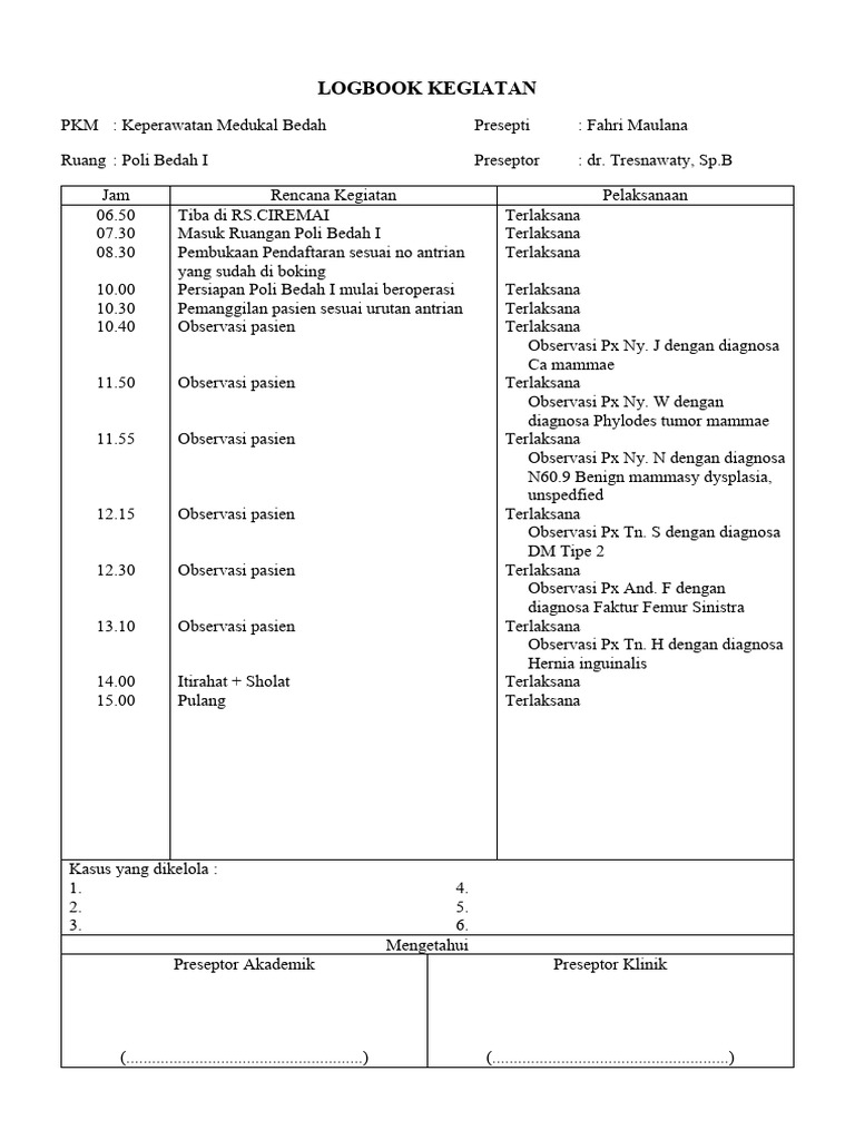 Logbook Kegiatan RS PKM 7 | PDF