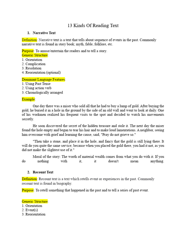 13 Types of English Reading Texts | PDF | Skin | Healthy Diet