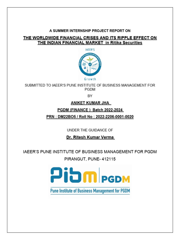 The Worldwide Financial Crises And Its Ripple Effect On The Indian ... The Worldwide Financial Crises And Its Ripple Effect On The Indian ...