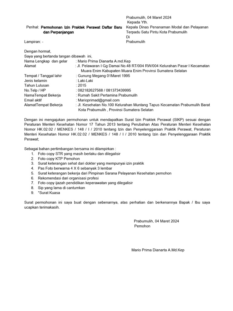 Suraat Perizinan MPD | PDF